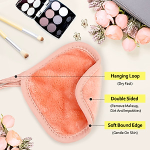 HOMEXCEL Makeup Remover Cloth 12 Pack, Reusable Makeup Remover Pads, Washable Ultra Soft Facial Cleansing Cloths For All Skin Types, 5 X 5 In, Pink