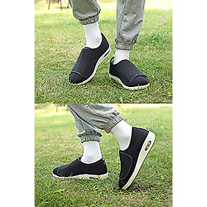 ZUMEIJIA Women's Diabetic Shoes Add Fertilizer to Widen Swollen Feet, Easy to Put On and Take Off, Adjustable Indoor and Outdoor Non-Slip Walking Sneakers Blue 6