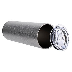 Elanze Designs Cheetah Animal Print Wrap-Around Design 20 Ounce Insulated Stainless Steel Coffee Travel Tumbler Mug Cup, Slide Top Lid & Reusable Straw, Silver Sparkle Glitter