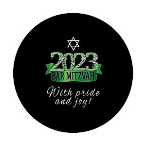 Bar Mitzvah 2023 I With Pride & Joy I Green Banner Decor PopSockets Standard PopGrip