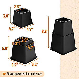 Mr. Pen- Adjustable Bed Risers, Furniture Risers, Set of 4 Risers, Elevation in Heights 3, 5 or 8 Inch, Table Riser, Risers for Bed Frame, Bed Height Risers, Bed Raiser, Bed Frame Riser, Desk Risers