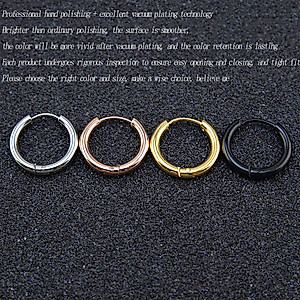 316L Surgical Stainless Steel Huggie Hoop Earrings 6mm Black Hypoallergenic Earrings Hoop Cartilage Helix Lobes Hinged Sleeper Earrings For Men Women(A03:6mm Black(THK 2.0mm))