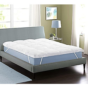 Superior Mattress Topper, Down Alternative 2 Inch Deep Sized Bed Pillow Top, Comfort Pad, Fluffy Mattress-Topper Protector, Plush Cooling Extra Soft Hotel Sleep All-Season, Queen, White