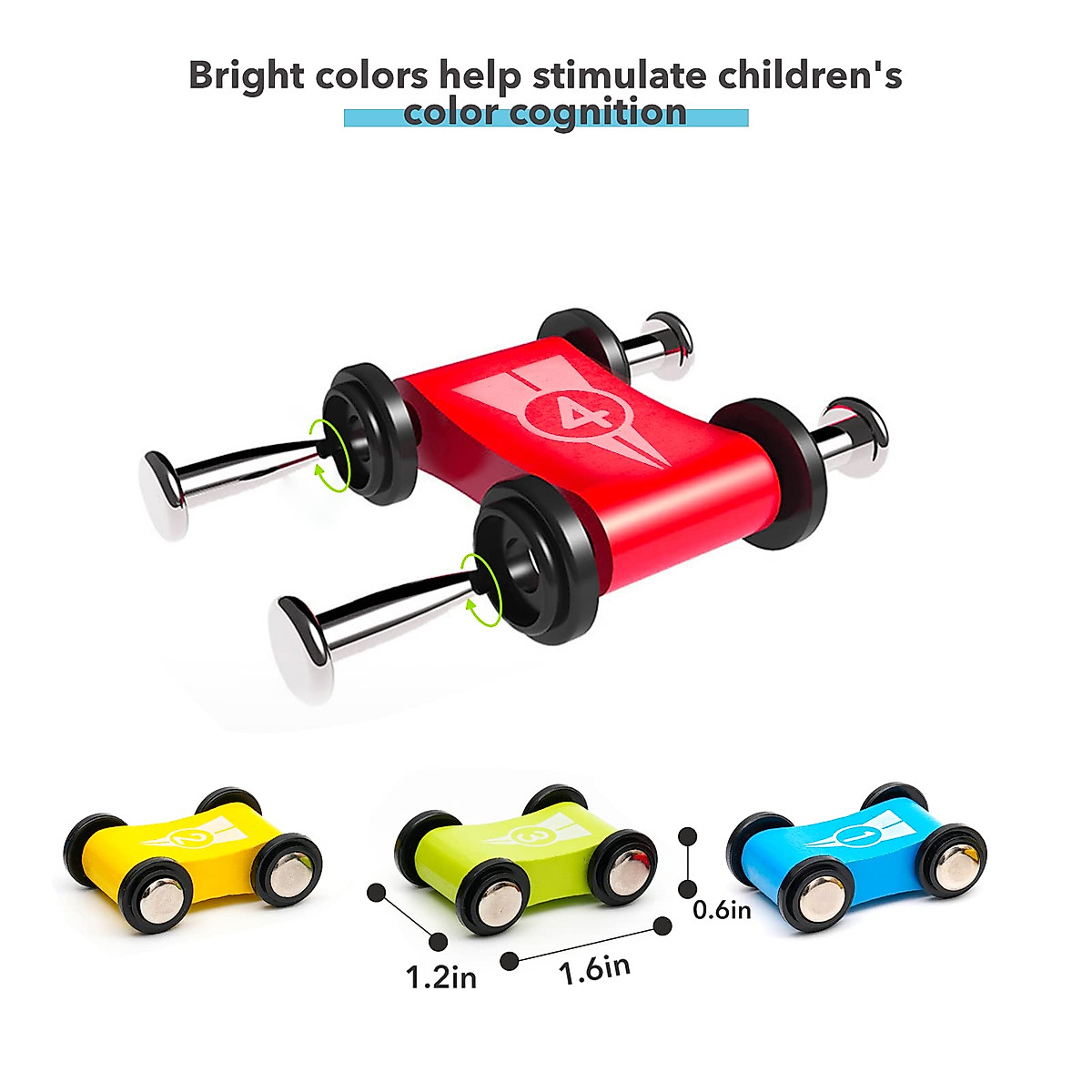 KUSARKO Wooden Race Car Ramp, 4 Level Car Ramp Race Track Toy with 4 Mini Cars, Toddler Race Car Ramp Toy Set, Gift for 3+ Age Boys and Girls