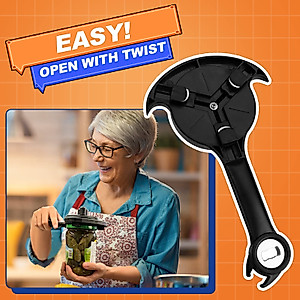 Powerful and Multifunctional Jar Opener for Seniors with Arthritis, Adjustable Jar Lid Opener for Weak Hands, 3-in-1 Labor-Saving Jar and Bottle Opener Opens Pop-Top Cans Beer Bottles Soda Cans