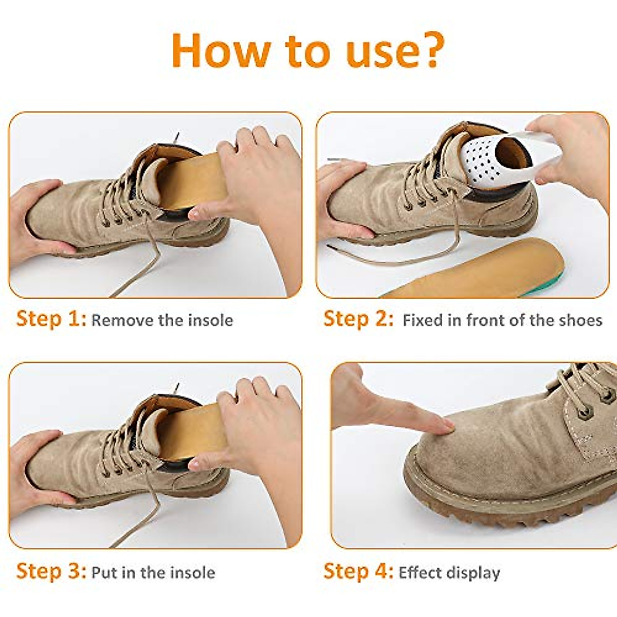 VoMii 4 Pairs Anti-Wrinkle Shoes Crease Protectors Toe Box Decreaser, Shoes Crease Guards for Sneaker and Casual Shoes, Anti Crease Shoe Protectors for Men's 7-12/ Women's 5-8