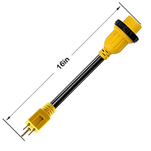 Flameweld Generator Adapter Cord, 5-15P Male Plug to L5-30R Locking Female Plug, 3 Prong RV Adapter Cord Up to 7500W SJTW 10/3 Generator Cord, UL