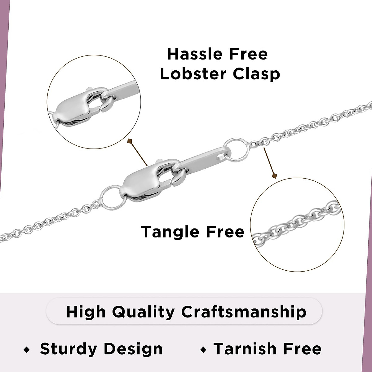 Jewelili Double Heart Necklace Pendant with Natural White Round Diamonds in Sterling Silver 18 inch Rolo Chain