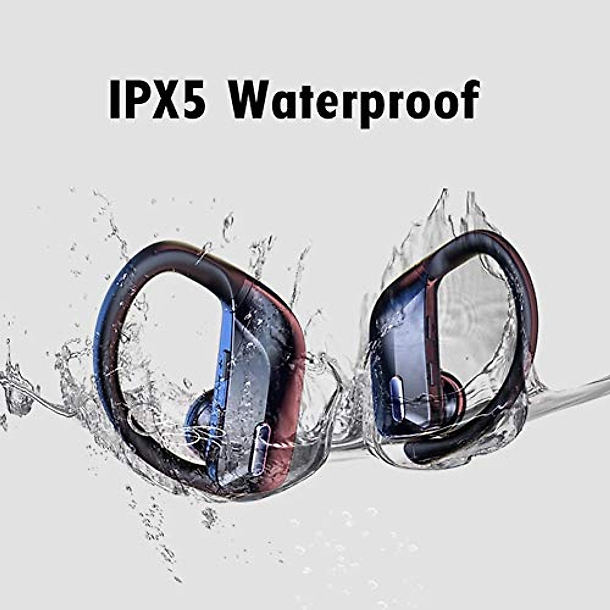 Wireless Earbuds Bluetooth Headphones, BD&M Sport Earphones with LED Display TWS Stereo Deep Bass Ear Buds with Earhooks Waterproof in-Ear Built-in Mic Headset for Running Workout - Black