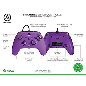 PowerA Enhanced Wired Controller for Xbox Series X|S - Royal Purple