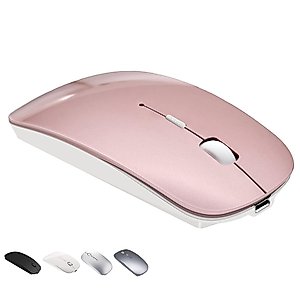 Bluetooth Wireless Mouse for MacBook Air Mac Pro Laptop Computer iPad Pad PC Laser Optical Rechargeable Mini Slim Silent Mouse Widely Used Desktop Hp iMac (Rose Gold)