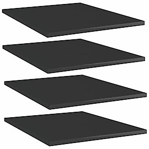 Tidyard 4 Piece Bookshelf Boards Chipboard Replacement Panels Storage Units Organizer Display Shelves High Gloss Black for Bookcase, Storage Cabinet 15.7 x 19.7 x 0.6 Inches (W x D x H)