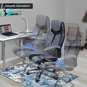 U'Artlines Abstract Desk Chair Mat for Hardwood Floor Anti-Slip Desk Floor Mat Non-Curve Office Floor Mat Non-Toxic Chair Floor Protector for Rolling Chair (Bilbao, 36" X 48")
