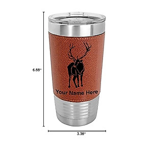 LaserGram 20oz Vacuum Insulated Tumbler Mug, Elk, Personalized Engraving Included (Faux Leather, Basketball Style)