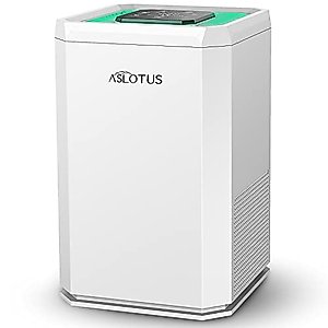 ASLOTUS Air Filter-H13 True HEPA AirPurifier for Allergies, Pets, Smokers, Odor Eliminator Quiet Remove 99.99% Dust for Small Home, w/ Auto Sleep Mode&Child Lock