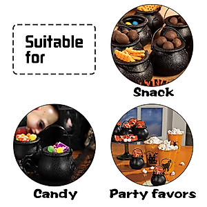 Lshfwn 24 Pack Plastic Cauldron,Black Mini Witch Cauldron with Handle,Halloween Candy Cauldron Kettles,Plastic Candy Holder for Party Decoration Supplies St Patrick's Day