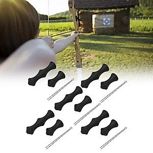 VGEBY Bowstring, 5 Sets Soft Silicone Archery Fingers Protectors Shooting with Mounting Pin for Outdoor Shooting(Black) Shooting and Archery Supplies