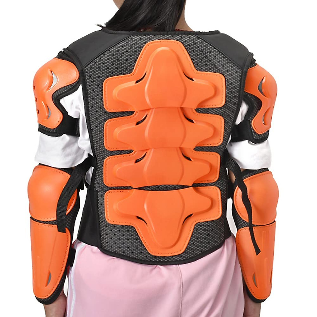 Kids Motorcycle Armor Vest Suit Body Dirt Bike Protective Gear Youth Chest Spine Protector Child Elbow Knee Pads for Outdoor Racing Riding Skating Snowboarding Skiing Orange