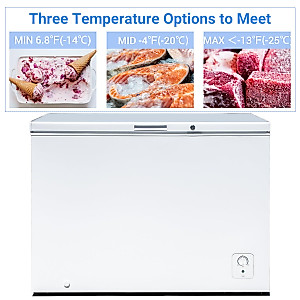 Smad Chest Freezer 10 Cu. Ft. Large Deep Freezer with Lock and 3 Removable Basket, Adjustable Thermostat, Low Noise, Garage Ready Chest Freezer for Home, Kitchen, and Basement, White