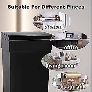 Kitchen Garbage Bin Kitchen Trash Can with Lid 13 Gallon Trash Can Stainless Steel Trash Can Bathroom Touch Free Trash Can Anti-Fingerprint Trash Can for Bathroom, Powder Room, Bedroom，Black