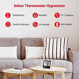 ThermoPro TP157 3 Pack Hygrometer Indoor Thermometer for Home, Room Thermometer Humidity Meter with Accurate Temperature Humidity Sensor for Greenhouse Baby Room Office