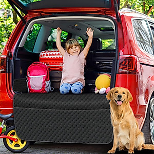 Mancro SUV Cargo Liner for Dogs, Water-Resistant Dog Seat Cover for SUV with Bumper Flap Protector, Sturdy Non-Slip Polyester Pet Trunk Cargo Cover for Vehicles, Vans, Universal Fit (84” L x 54” W)