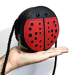 JienClound Little Girls Purse Ladybug Bag Mini PU Leather Crossbody Bag Coin Pouse Ladybug Toys for Kids Girls Gift