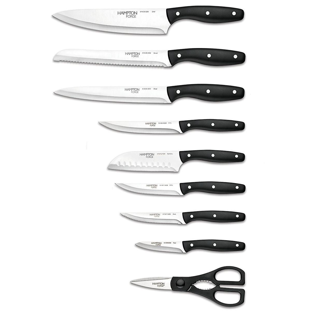 Hampton Forge Black – Rochester – 15 Piece Knife Block Set