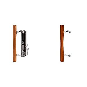 PRIME-LINE C 1032 Keyed Sliding Glass Door Handle Set & Prime-Line MP1034 Sliding Glass Door Pull, Wood Handle, Diecast Construction, Chrome, Pack of 1