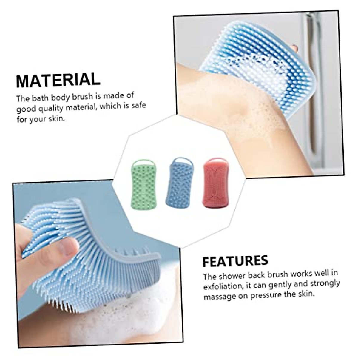 FRCOLOR 3pcs Shampoo Bath Brush Bath exfoliating Brush Bath Body Brush Bath Scrubber Silicone Shower Brush Dual-Sided Bath Body Cleaning Brush Bath Cleaning Brushes Silicone Cleaning Brush