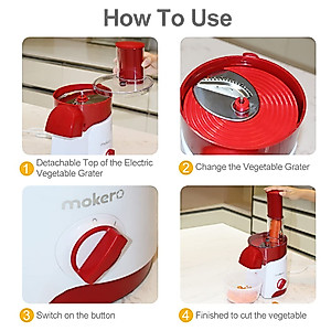 Mokero Automatic Electric Vegetable Grater 5 in 1 Kitchen Electric Slicer Chopper Shredder Safety Lock System Multifunctional Cheese Grater Salad Maker with 5 Cutting Attachments