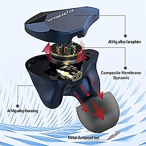 canpur IEM in Ear Monitor Earphones for Musician, Wired 1DD in-Ear Dynamic Headphones IEM HiFi Earphone with 0.8mm 2 Pin 3.5mm L-Plug Cable, in Ear Monitor Headphones for Singer/Audiophile(Deep Blue)