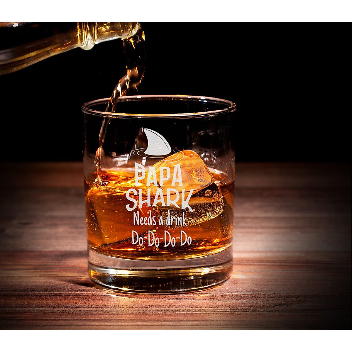 Papa Shark Needs A Drink Do Do Do Do Whiskey Glass - Gift for New Dad