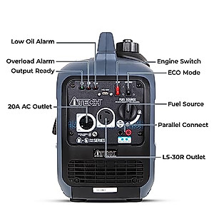 A-ITECH 2000 Watt Portable Inverter Generator Dual Fuel Gas & Propane Powered Super Quiet Operation for Home or Outdoor, Lightweight, RV Ready, California CARB Compliant