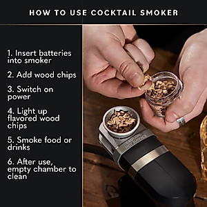 Smoking Gun, Smoke Gun for Cocktails - Cocktail Smoker Kit & 8 Wood Chip Flavors - Drink Smoker Infuser Kit - Indoor Smoker Drink Smoker - Smoking Gun Food Smoker, Old Fashioned Smoker Kit for Whiskey