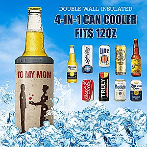 SANDJEST Mom Tumblers - To My Mom Gift from Son 12oz 4-in-1 Tumbler & Can Cooler Stainless Steel Insulated - Moms Can Coozie for Standard Size Cans - Christmas, Birthday, Mother's Day Gifts