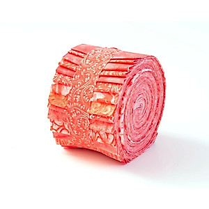 FlashPhoenix Quality Sewing Fabric – 20 -pc It's All Coral Jelly Roll 2.5 pre-Cut 100% Cotton Fabric Quilting Strips Size: 2.5 x 44/45 Inch