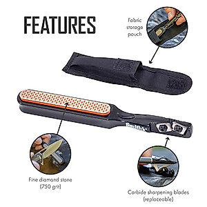 Smith’s 50047 Edgesport Stick Knife & Broadhead Sharpener – Portable Sharpener – Hunting & Archery Tool Sharpener – Carrying Pouch – Carbide & Diamond Stone – Pocket Knife Sharpener