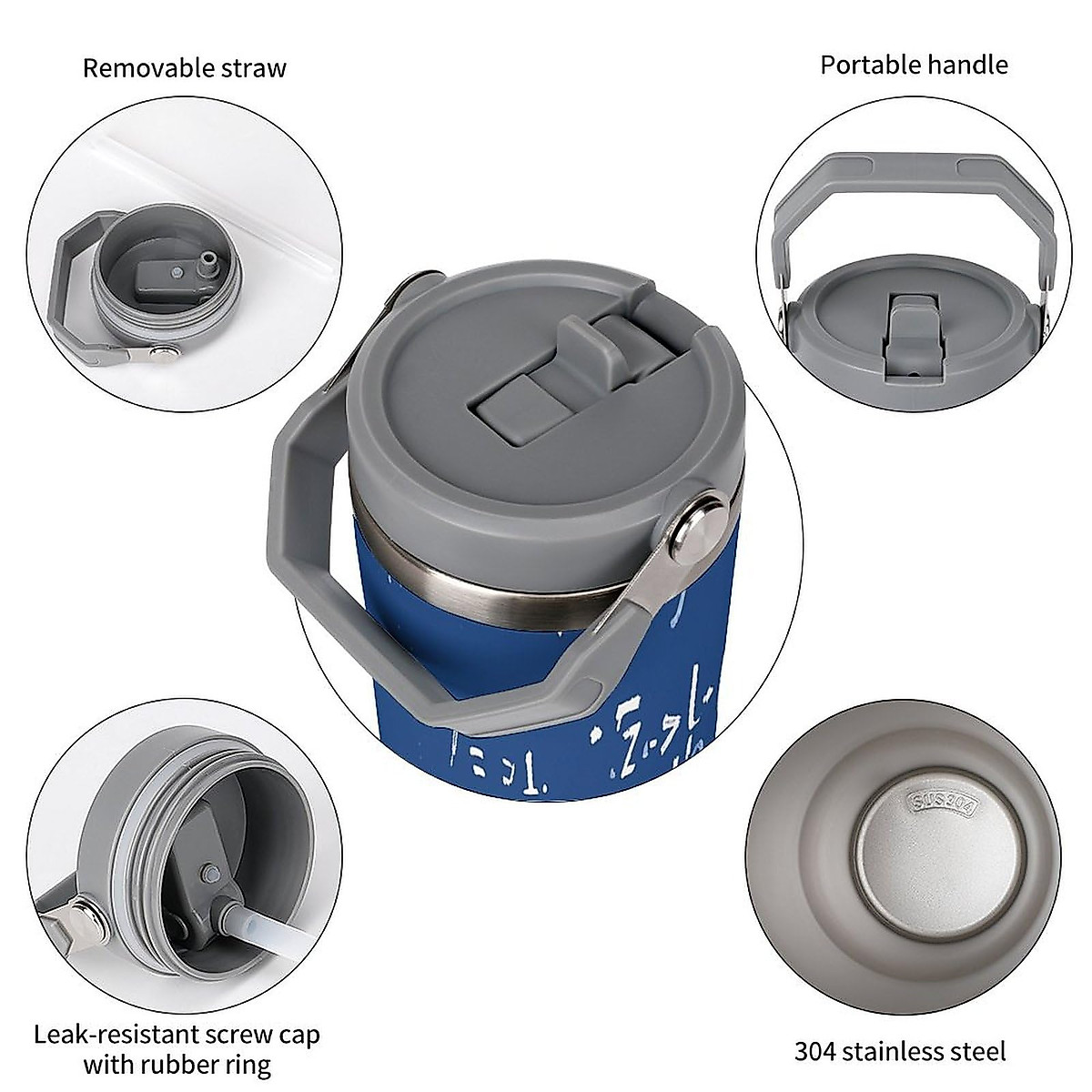 WITHSBKK 30oz Car Cup Math Formula Printed with Portable, Stainless Steel Travel Mug, Vacuum Insulated Tumbler And Straw, Leakproof for Car & Outdoor, UV Printed Design