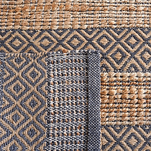 SAFAVIEH Natural Fiber Collection Accent Rug - 3' x 5', Charcoal & Natural, Handmade Boho Farmhouse Rustic Jute & Cotton, Ideal for High Traffic Areas in Entryway, Living Room, Bedroom (NFB653H)