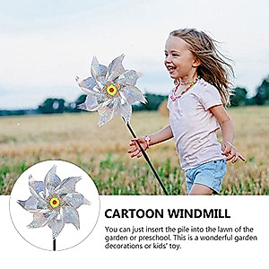 BESPORTBLE 5Pcs Reflective Pinwheels Bird Blinder Pinwheels Pinwheel Bird Deterrent Silver Holographic Windmills Keep Birds Away for Farm Garden Yard
