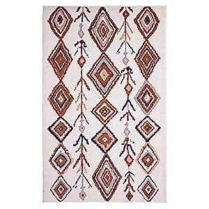 Furnish my Place Moroccan Diamond Rug - 5 ft. x 8 ft, Ivory, Geometric, Accent Rug with Transitional Style