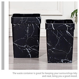 BESTOYARD Marble Trash Can Trash Basket Large Trash Cans Bathroom Trashcan Trash Can Bedroom Marble Bathroom Trash Black Bins Garbage Can Waste Bin Container Outdoor Plastic Office