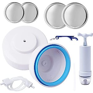 Mason Jar Vacuum Sealer Kit, Canning Food Saver Jar Sealer Attachment with Lid Opener and Vacuum Seal Hand Pump for Regular Mouth Mason Jars
