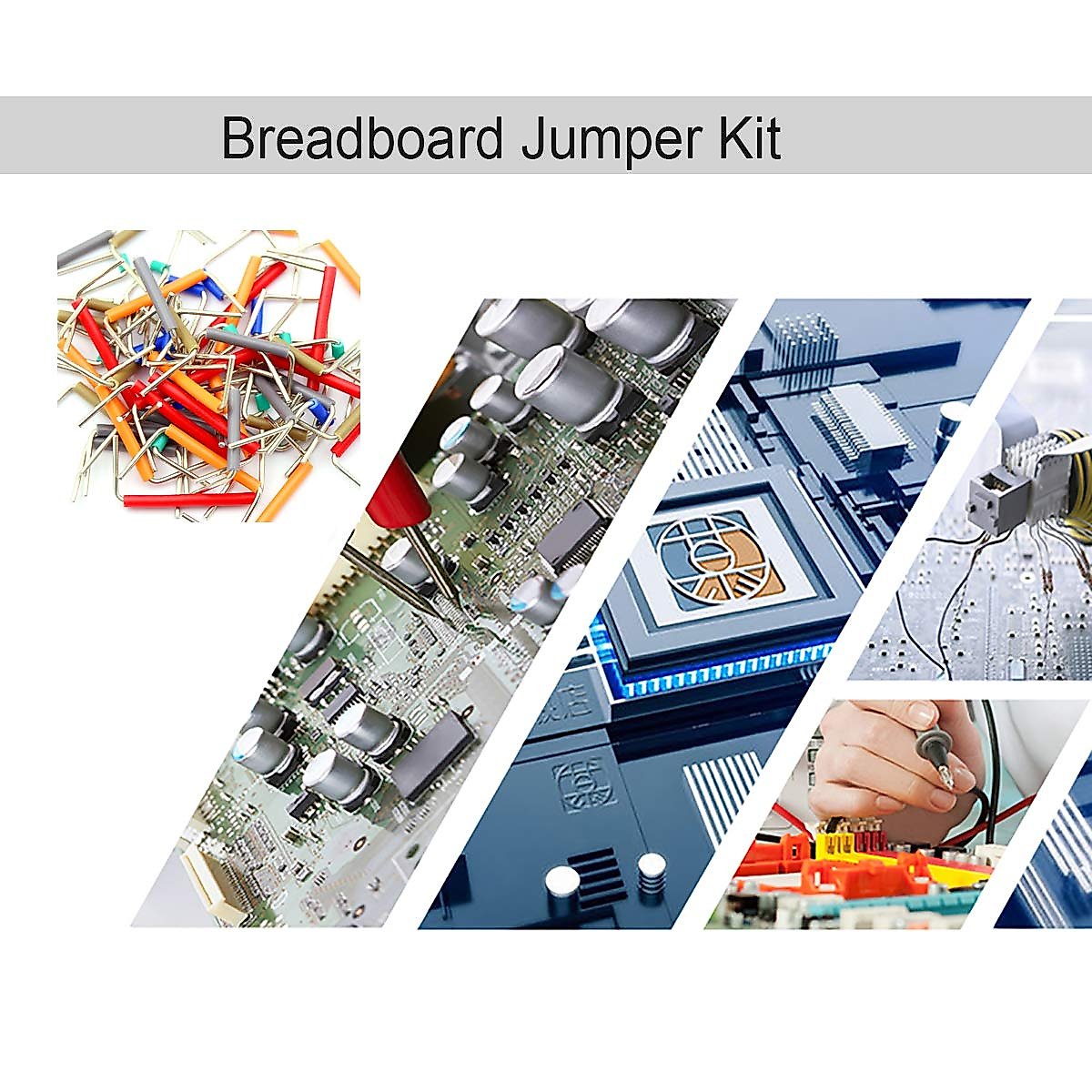 DaFuRui Breadboard Jumper Wire Kit with 400-Point Breadboard、65pcs Multiple Sizes M/M Bread Board Jumper Wire、140 Pieces 2-125 mm U-Shape Preformed Jumper Wire Kit