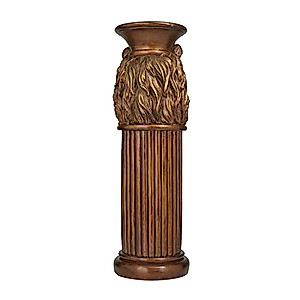 Deco 79 Polystone Lion Pedestal Table, 8" x 9" x 25", Bronze