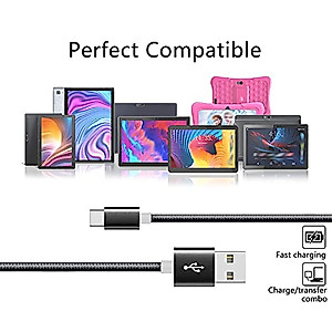 Boda Replacement USB Charger Data Transfer Cable Compatible for zonko K105/ Pritom M10/ qunyiCO Y10/MEIZE 10 Inch Android 9.0 Pie Tablet,5 feet