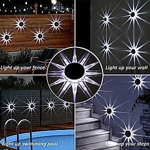 TIJNN Solar Wall Lights -(6 Pack), 3 Mode Dynamic Rotating Lights,Outdoor Lighting Backyard Decor Outside Step Lights Garden Post Fence