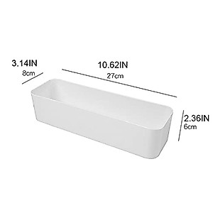 XANHOY Sundries Container For Kitchen Bathroom Office Dorm White Adhesive Mount Storage Organizer Wall-Mounted Storage Box, Long