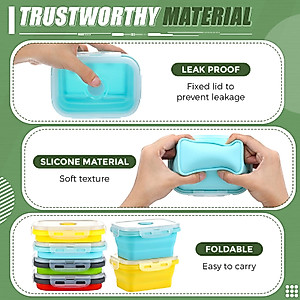 Bokon 16 Silicone Collapsible Food Storage Containers 11.8 oz Reusable Collapsible Bowls with Lids Vent Foldable Food Container Sets Meal Prep Container Silicone Lunch Box, Microwave Dishwasher Safe